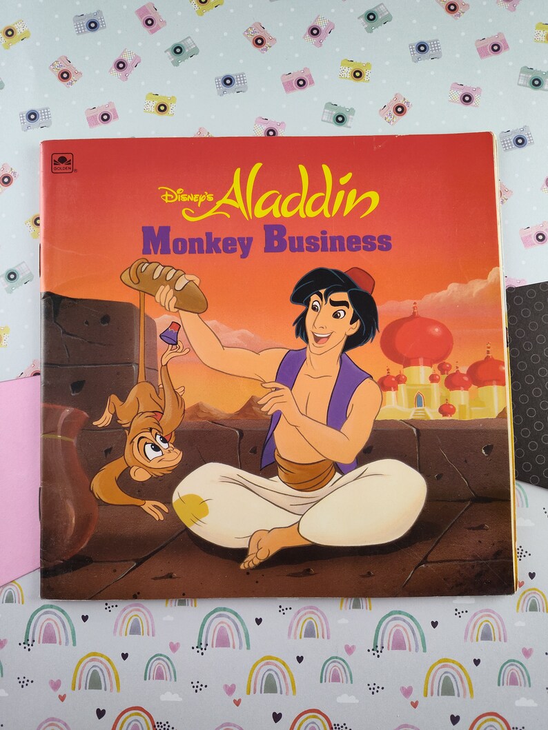 Vintage 1993 Disney's Aladdin Monkey Business Golden Books Softcover - Etsy