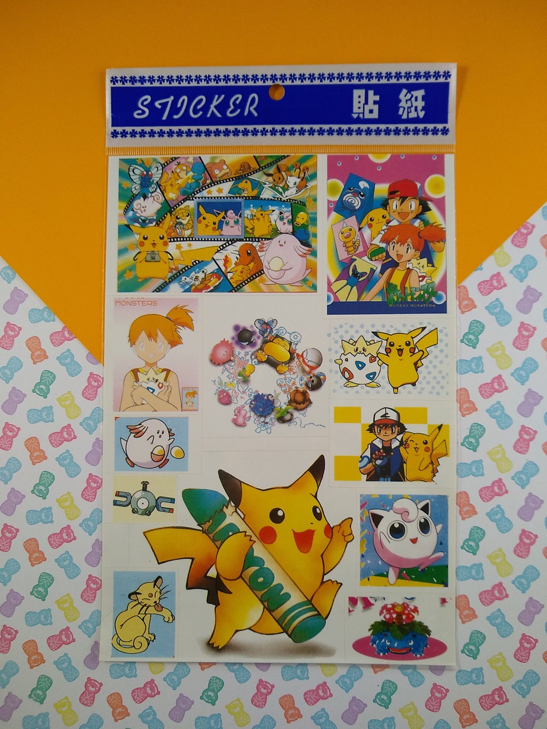 Vintage Pokemon Japanese Release Full Oversized Large Sticker Sheet ...