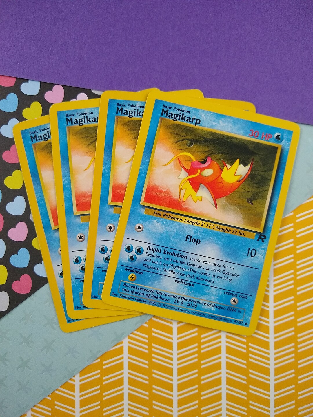 Vintage Uncommon Set/4 Magikarp Team Rocket Non-holo Pokemon Cards 47/ ...