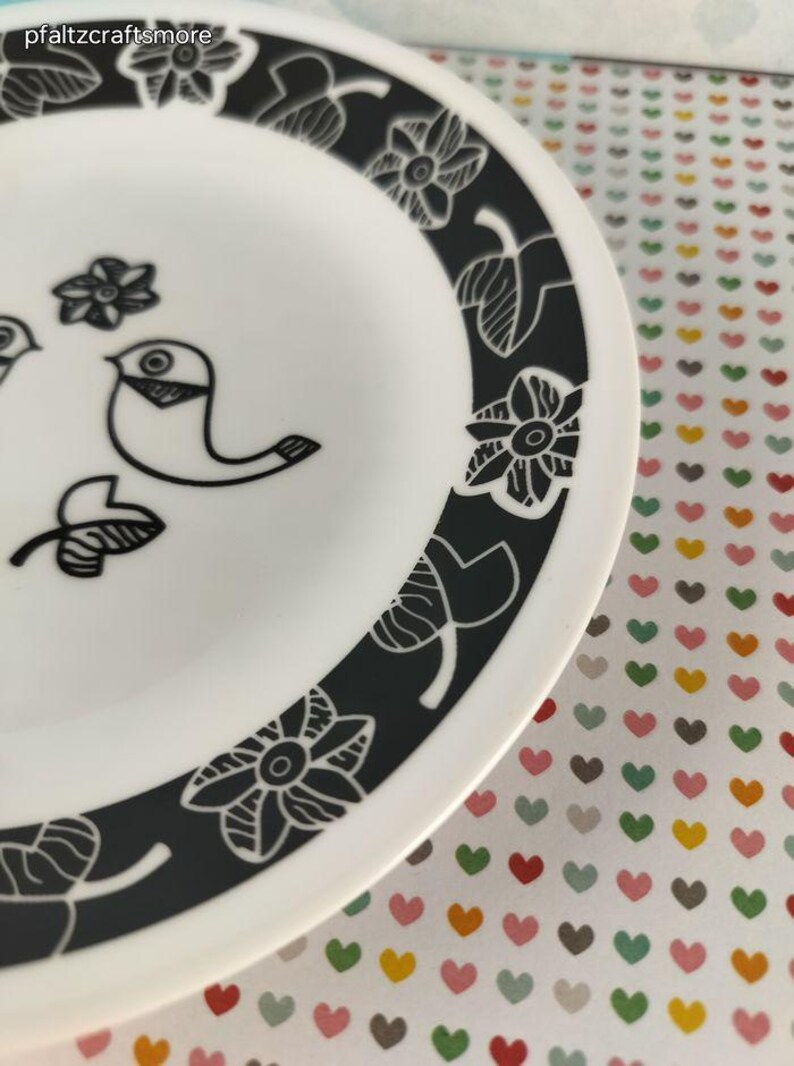 Vintage Corning Corelle Birds of a Feather Black & White Appetizer ...