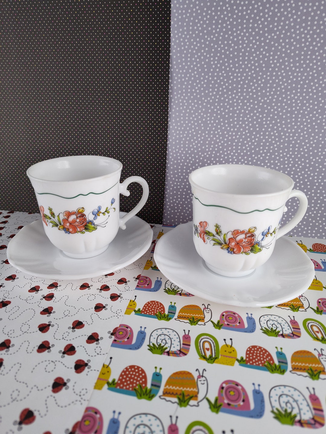 Vintage Provential Floral Arcopal French Teacup/saucer Set, Nice ...