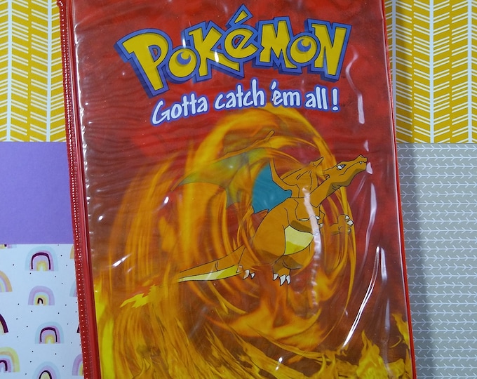 Vintage 1990's Pokemon Charizard Red 4-pocket TCG Binder, Good Shape (B ...