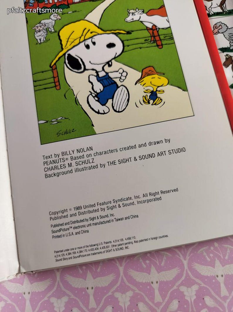 Vintage 1989 Peanuts Sound Story Books, Snoopy's Day at the Farm ...
