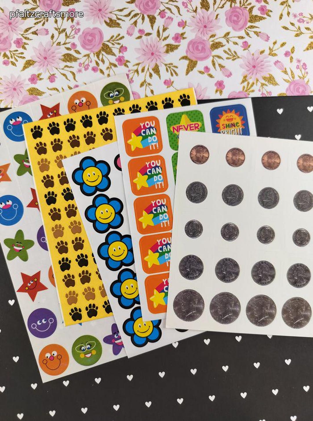 Vintage Set/5 Various Full Sticker Sheets Highlights Paw Prints ...