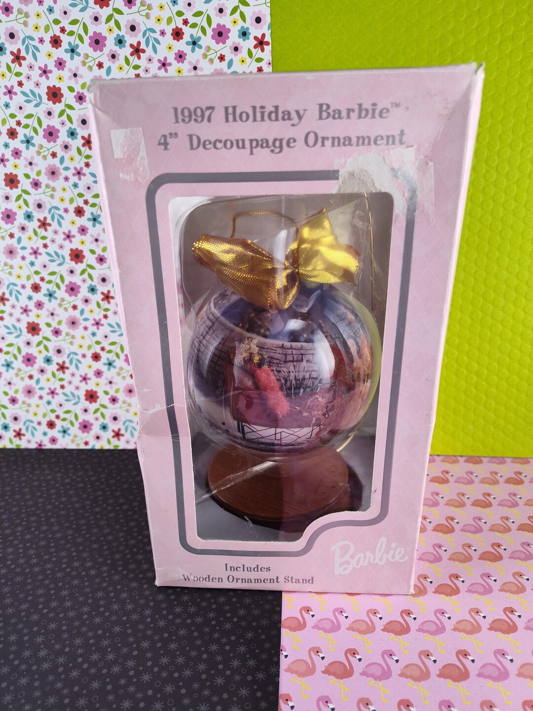 Vintage 1997 Holiday Barbie 4" Decoupage Ornament, NIB - Etsy