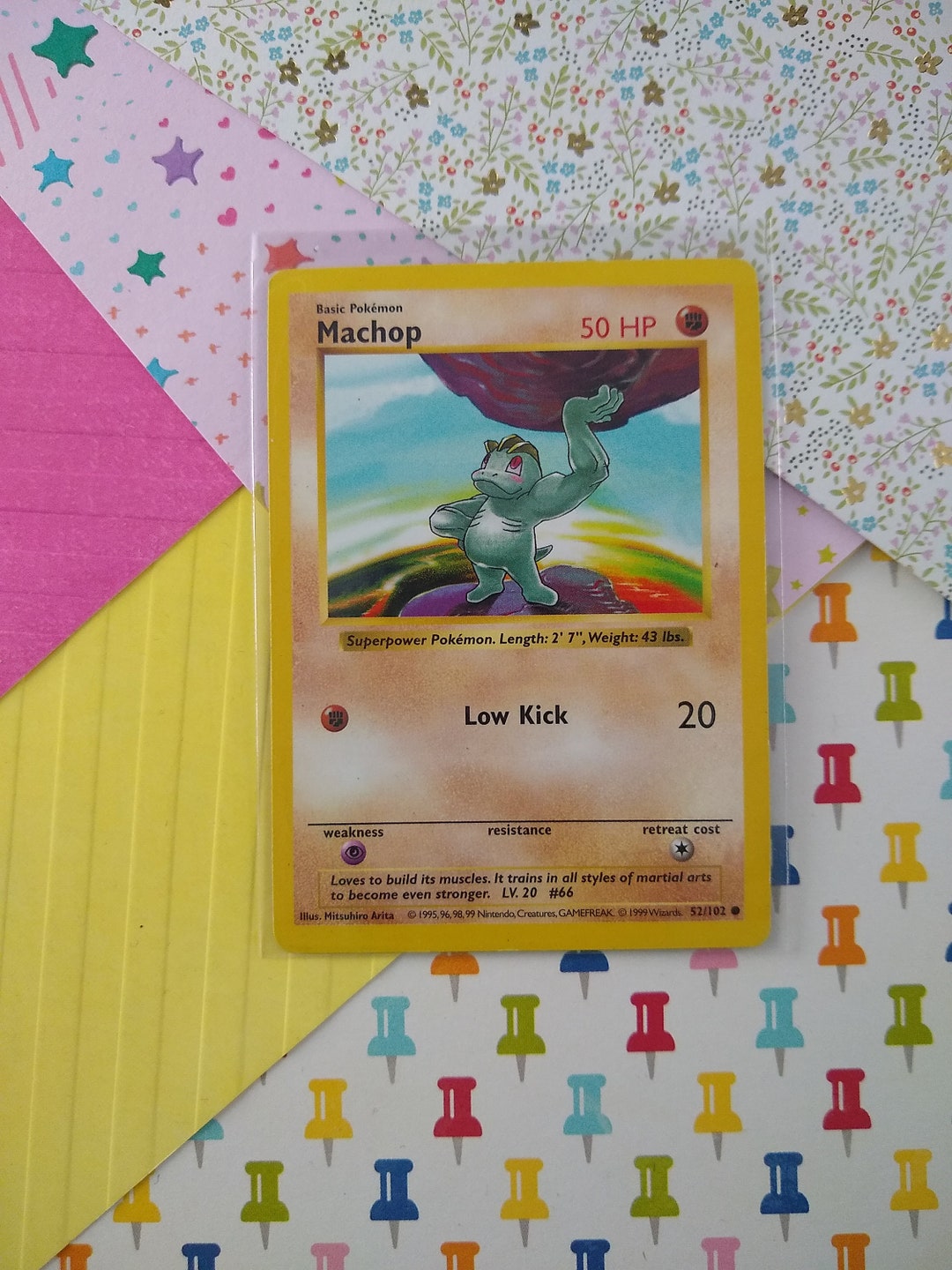 Vintage Common - Shadowless Machop Base Set Non-holo Pokemon Card 52/ ...