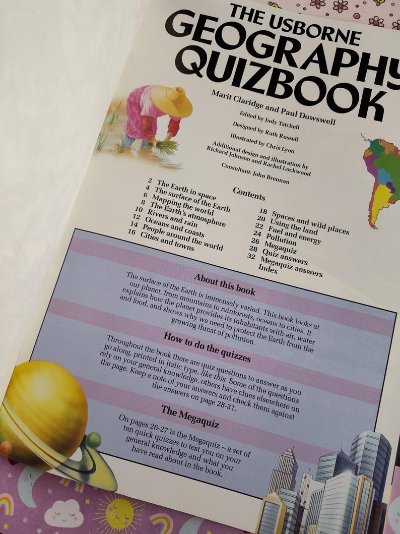 Vintage 1993 the Usborne Geography Quizbook Softcover - Etsy