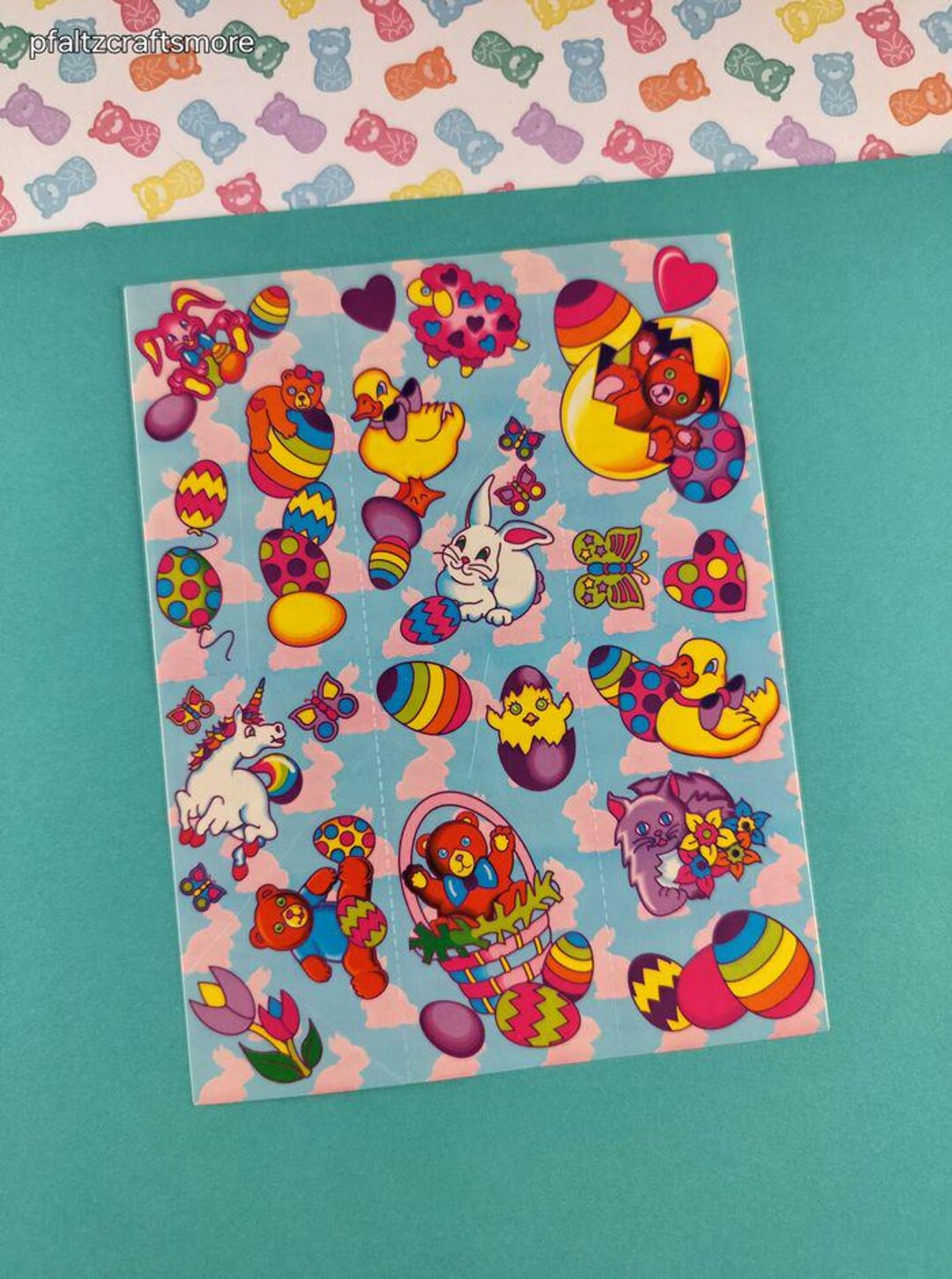 Vintage Lisa Frank Spring Easter Bunnies Chicks Rainbow Eggs Full ...