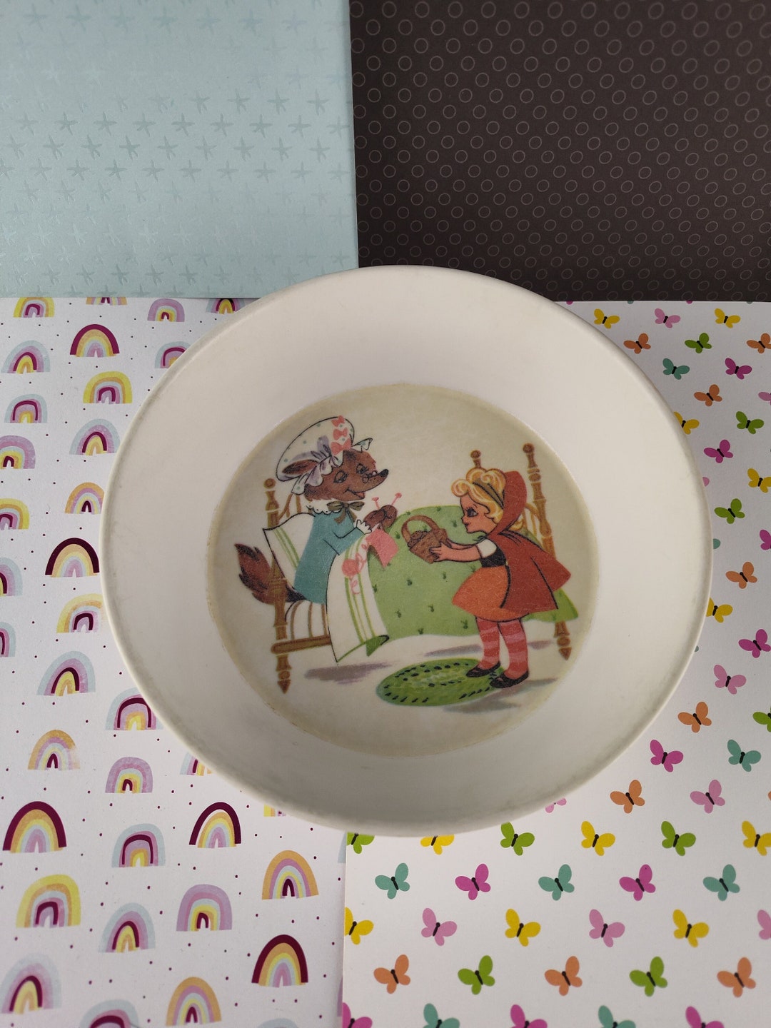 Vintage Oneida Deluxe Little Red Riding Hood-big Bad Wolf Bowl 3245 ...