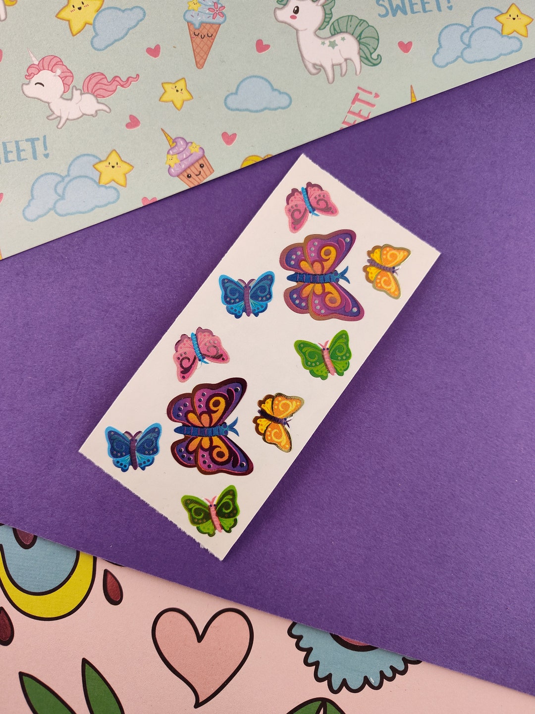Vintage Sandylion SHINY Stickers Colorful Butterflies, 2 Mods Unused - Etsy