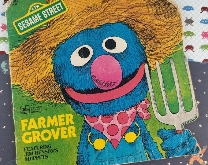 Vintage 1978 Golden Super Shape Book Sesame Street Farmer Grover ...