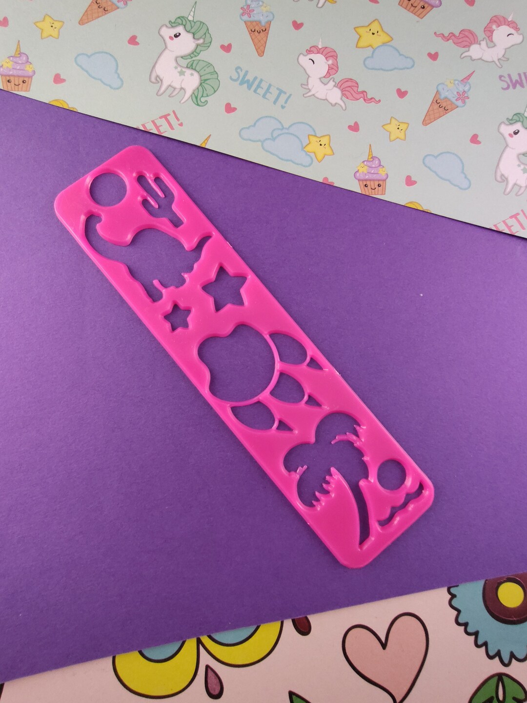 Vintage 1990's Lisa Frank Bookmark Stencil, Dinosaur Palm Tree Meteor ...