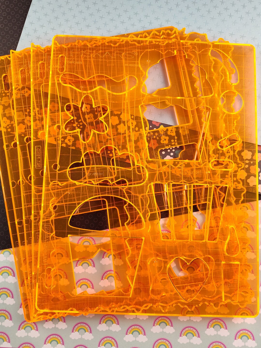 Vintage Fiskars Hard Plastic Stencil Template Plates, Set/5 Orange ...