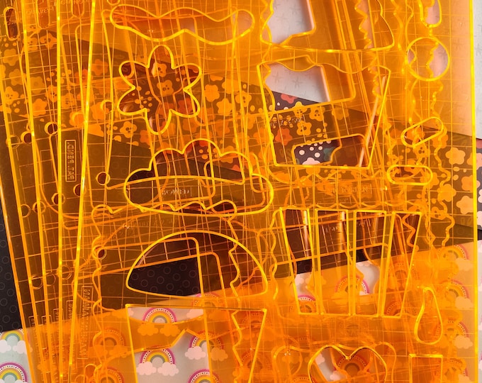 Vintage Fiskars Hard Plastic Stencil Template Plates, Set/5 Orange ...