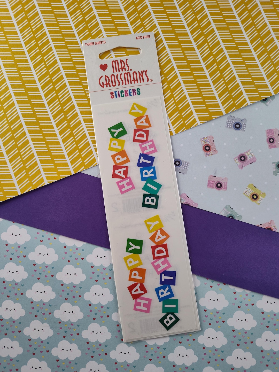 Vintage Mrs. Grossman's Stickers, Colorful Happy Birthday, 3 Sheets New ...
