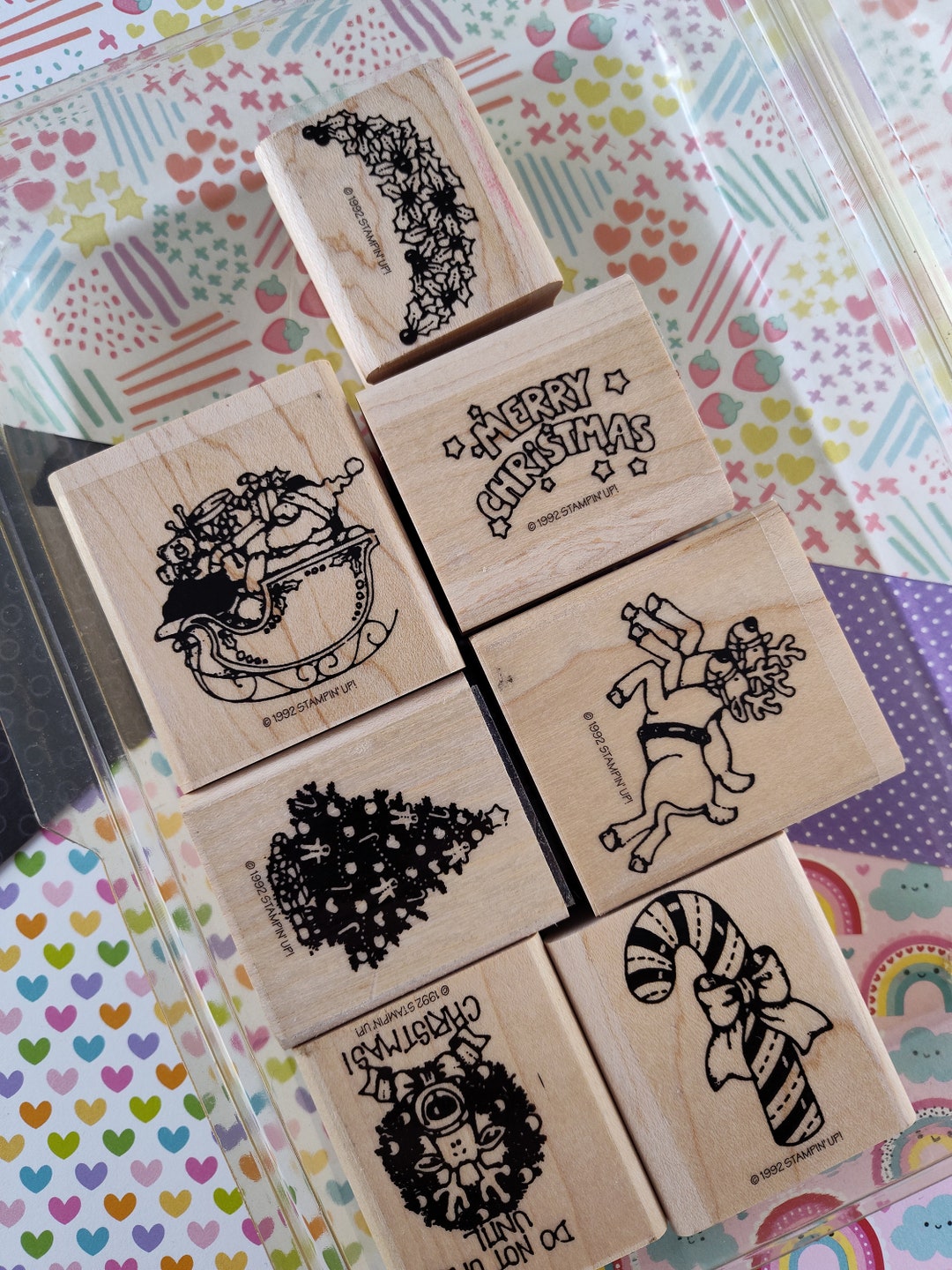 Vintage 1992 Stampin' up Rubber Stamp Blocks Set/7, merry Christmas - Etsy