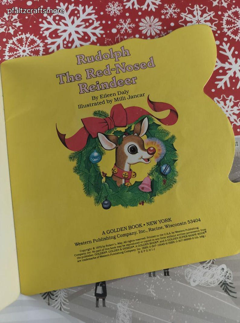 Vintage 1972 Golden Super Shape Book Rudolph the Red-nosed Reindeer ...