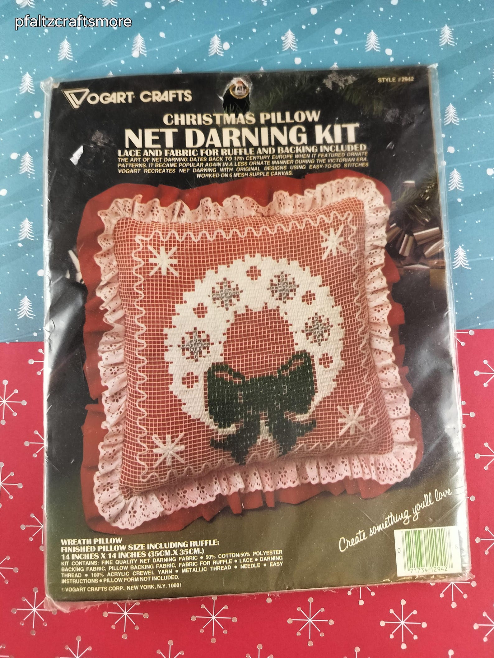 Vintage Vogart Crafts Christmas Pillow Net Darning Kit NEW - Etsy