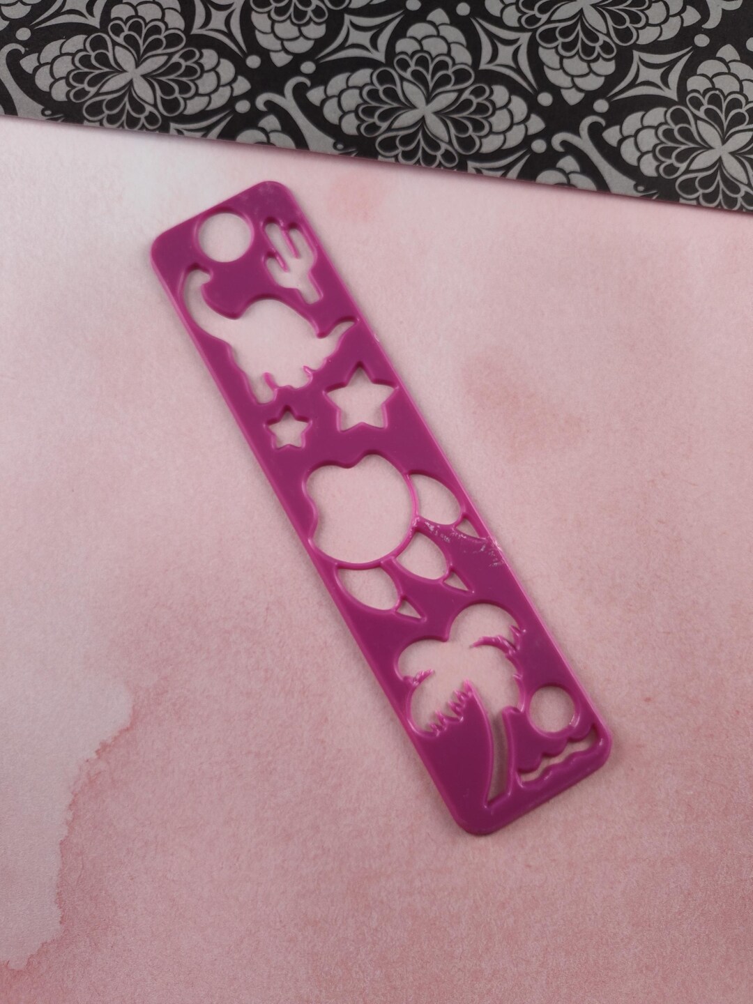 Vintage 1990's Lisa Frank Bookmark Stencil, Dinosaur Palm Tree Meteor ...