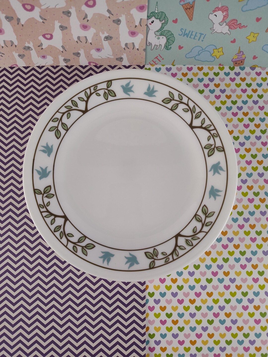 Vintage Corning Corelle Tree Bird Blue Green Appetizer/dessert Plate, 6 ...