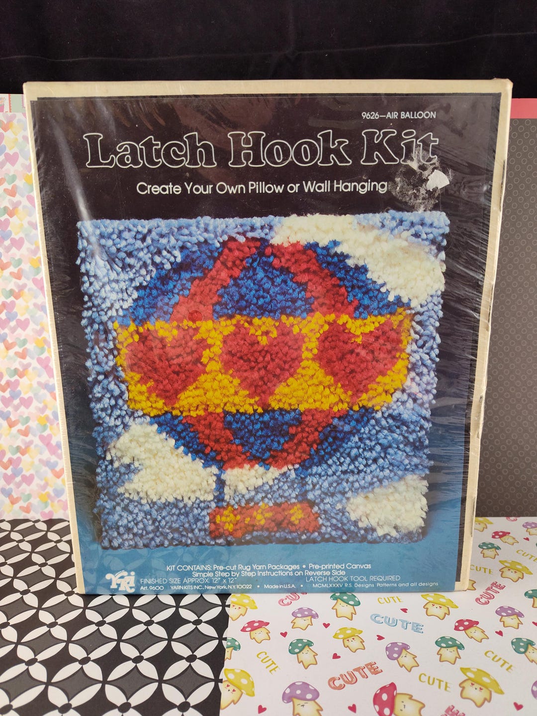 Vintage 1985 Valiant Crafts Latch Hook Kit 9626 Air Balloon NEW ...