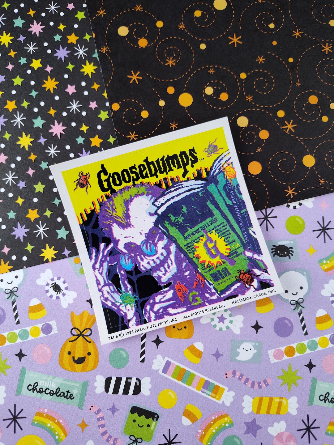 Vintage 1995 Parachute Press Hallmark Cards Goosebumps Skeleton Sticker ...