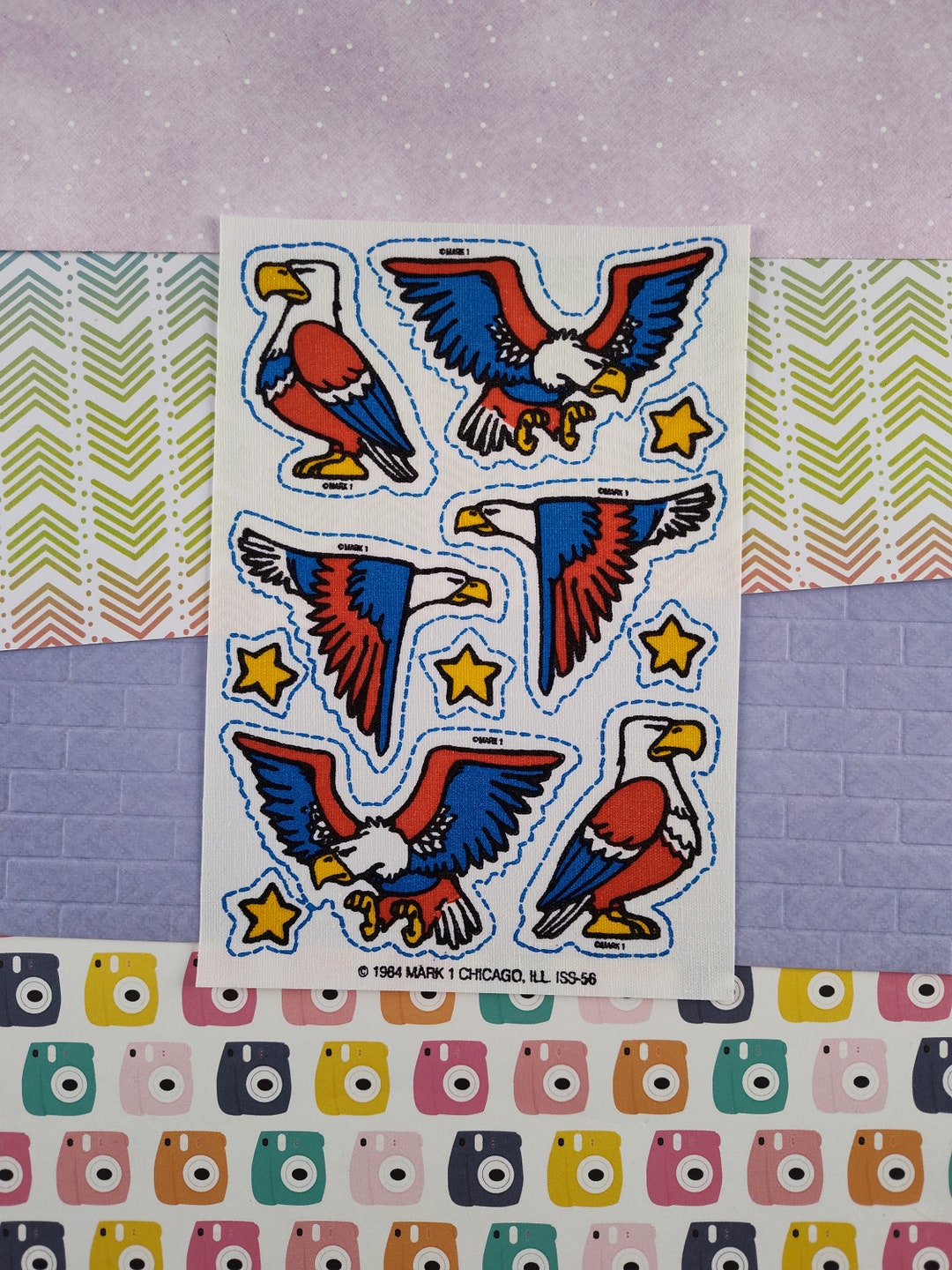 Vintage 1984 American Flag Eagle Uncut Scratch 'n Sniff Fabric Patches ...