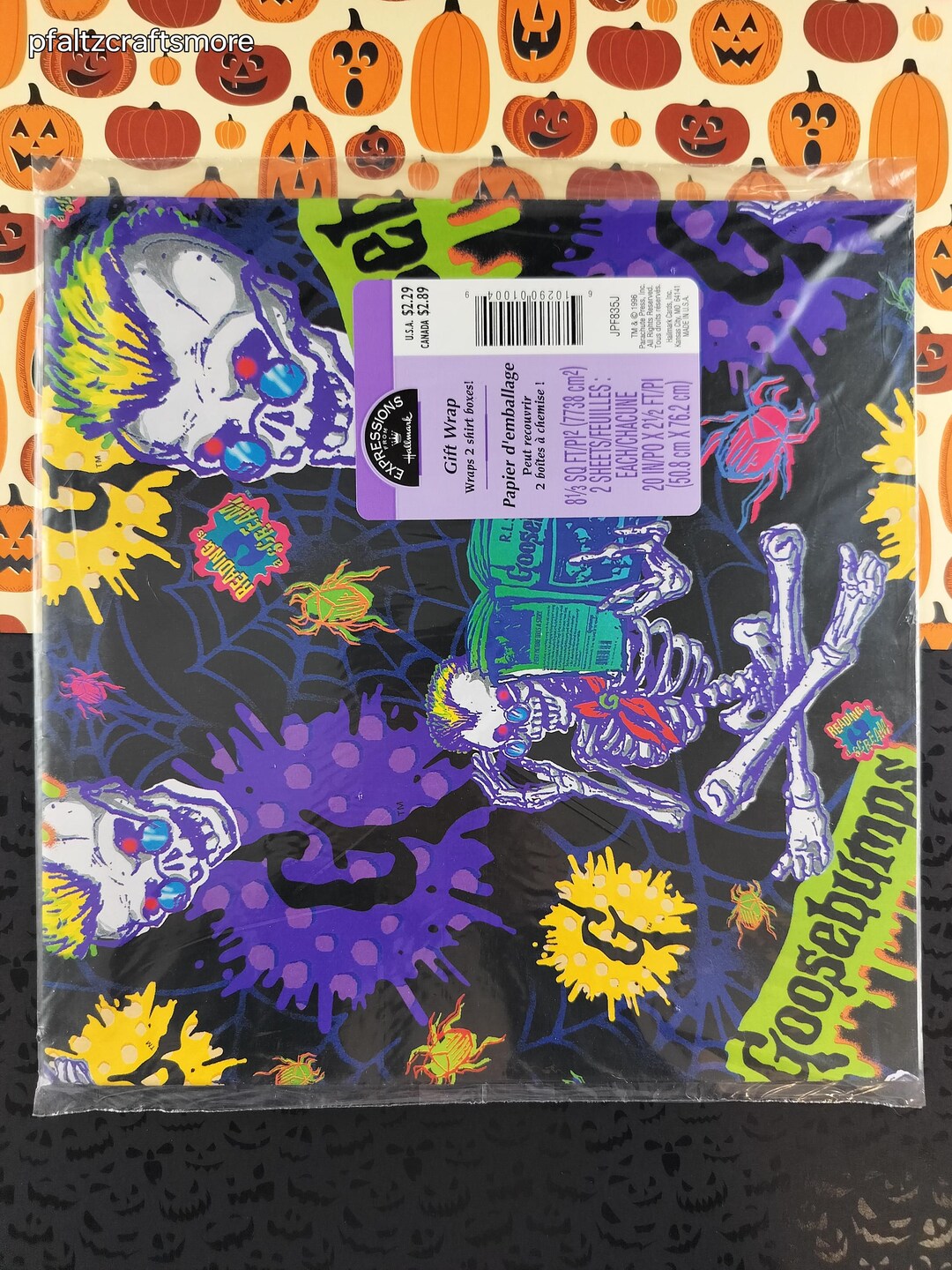 Vintage 1996 Goosebumps Hallmark Expressions Wrapping Paper Gift Wrap ...
