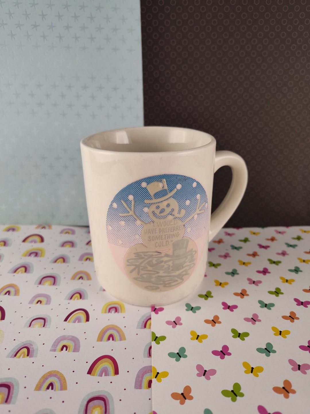 Vintage Denny's Restaurant Christmas Snowman Heat Activated Ceramic ...