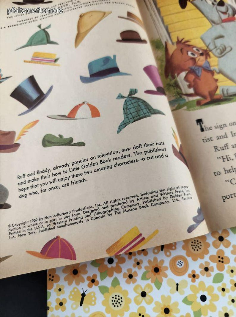 Jahrgang 1959 Erstdruck Ruff and Reddy Little Golden Book Hardcover ...