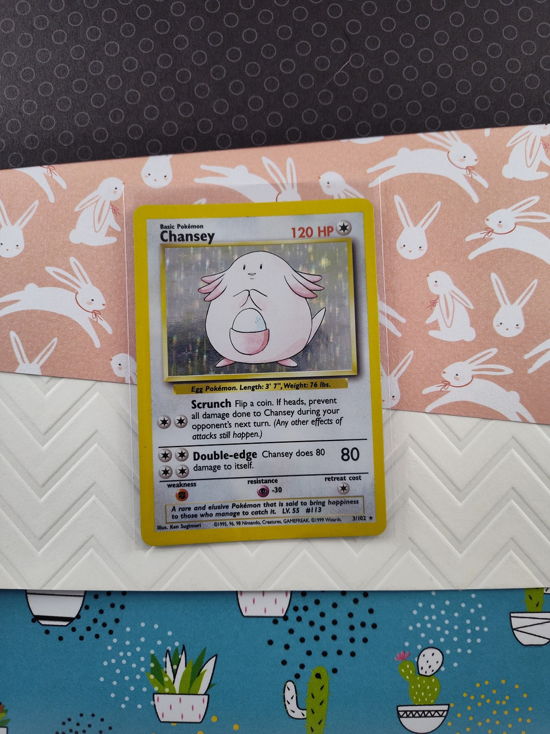 Vintage Rare - Chansey Base Set Holographic Pokemon Card 3/102 - LP (B ...