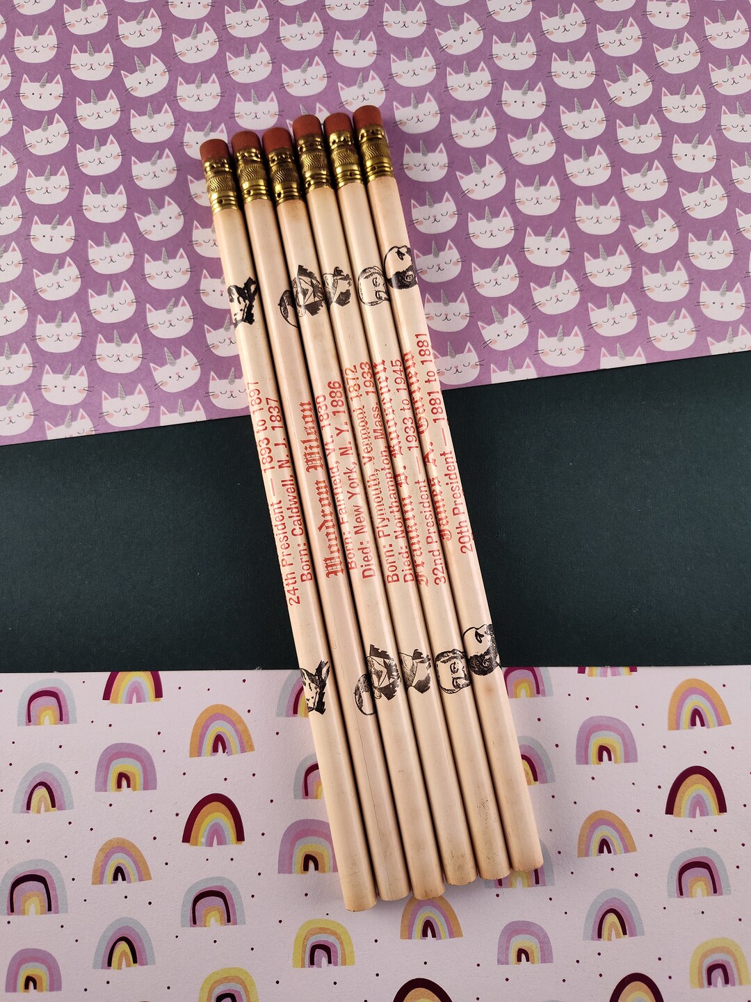 Vintage Presidential Presidents Pencil Set of 6, White, Unsharpened ...