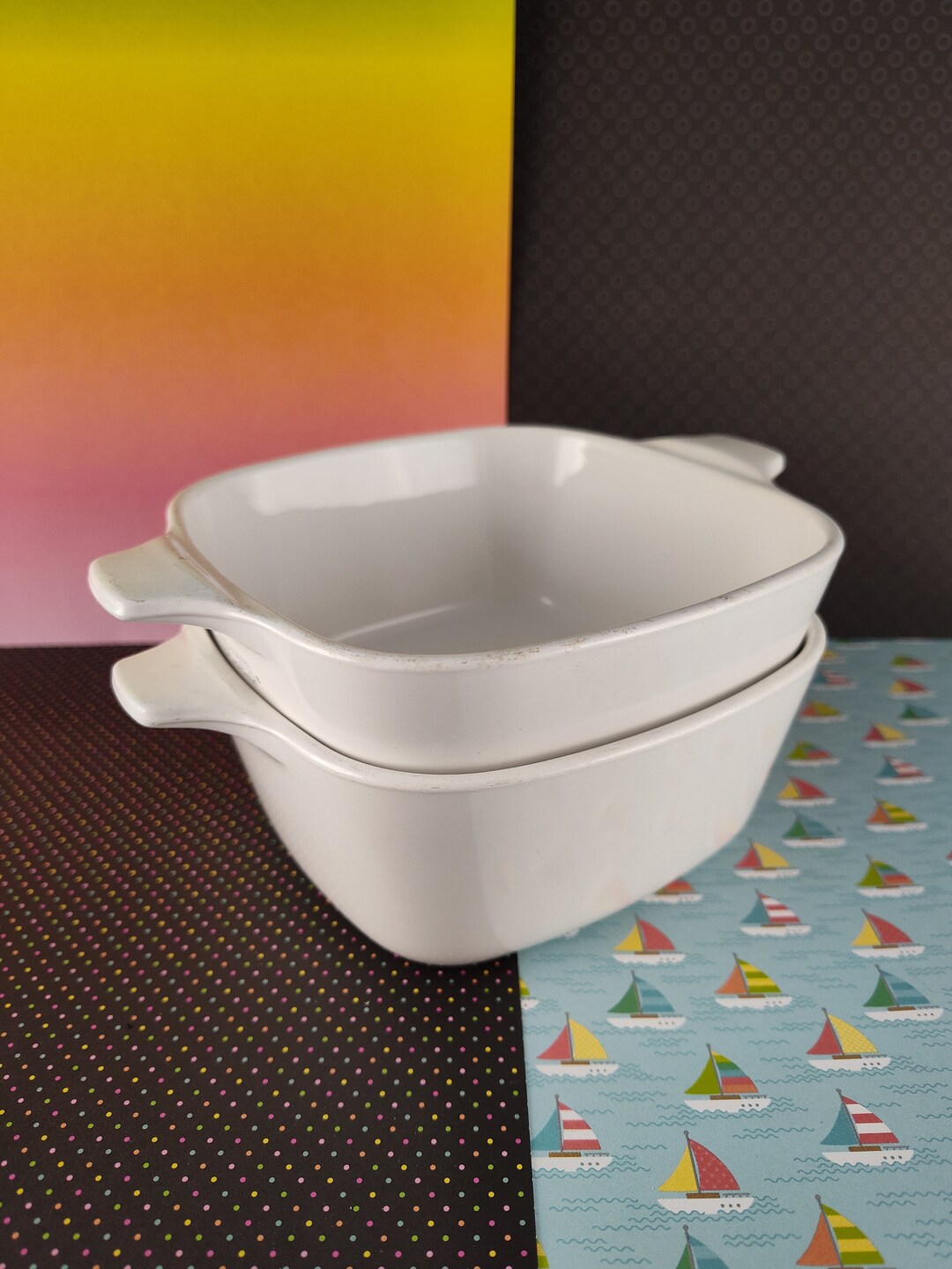 Vintage Corning Ware Petite Pan Set/2 Casserole Dishes, Plain White, PP ...