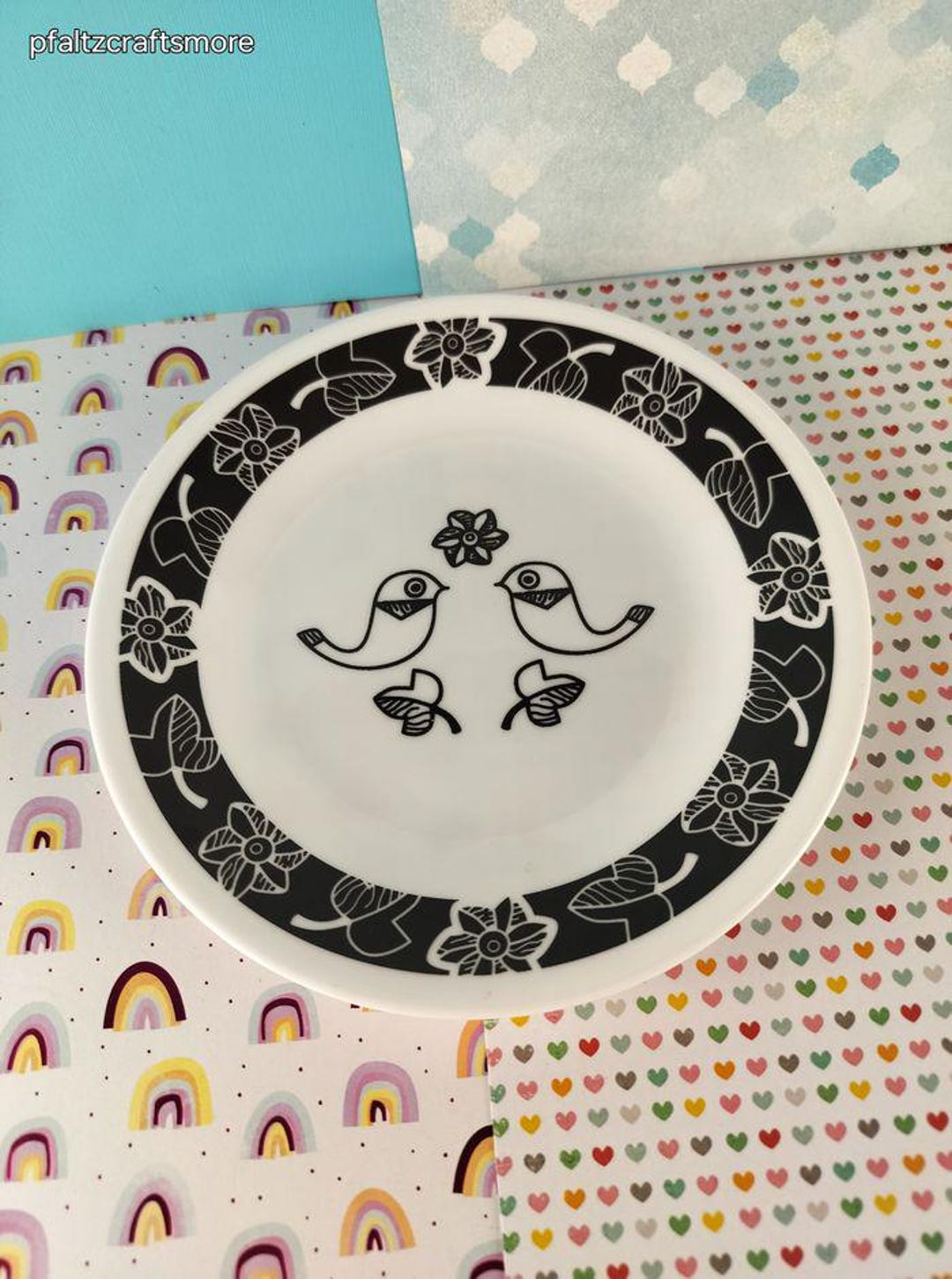 Vintage Corning Corelle Birds of a Feather Black & White Appetizer ...