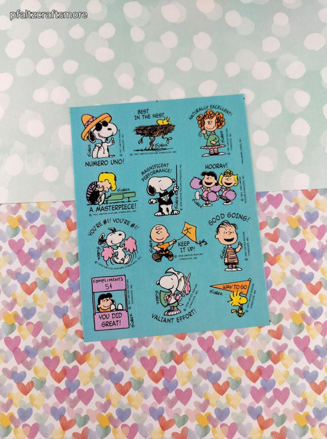 Vintage 1990's Hallmark Peanuts Snoopy Rewards Full Sticker Sheet ...