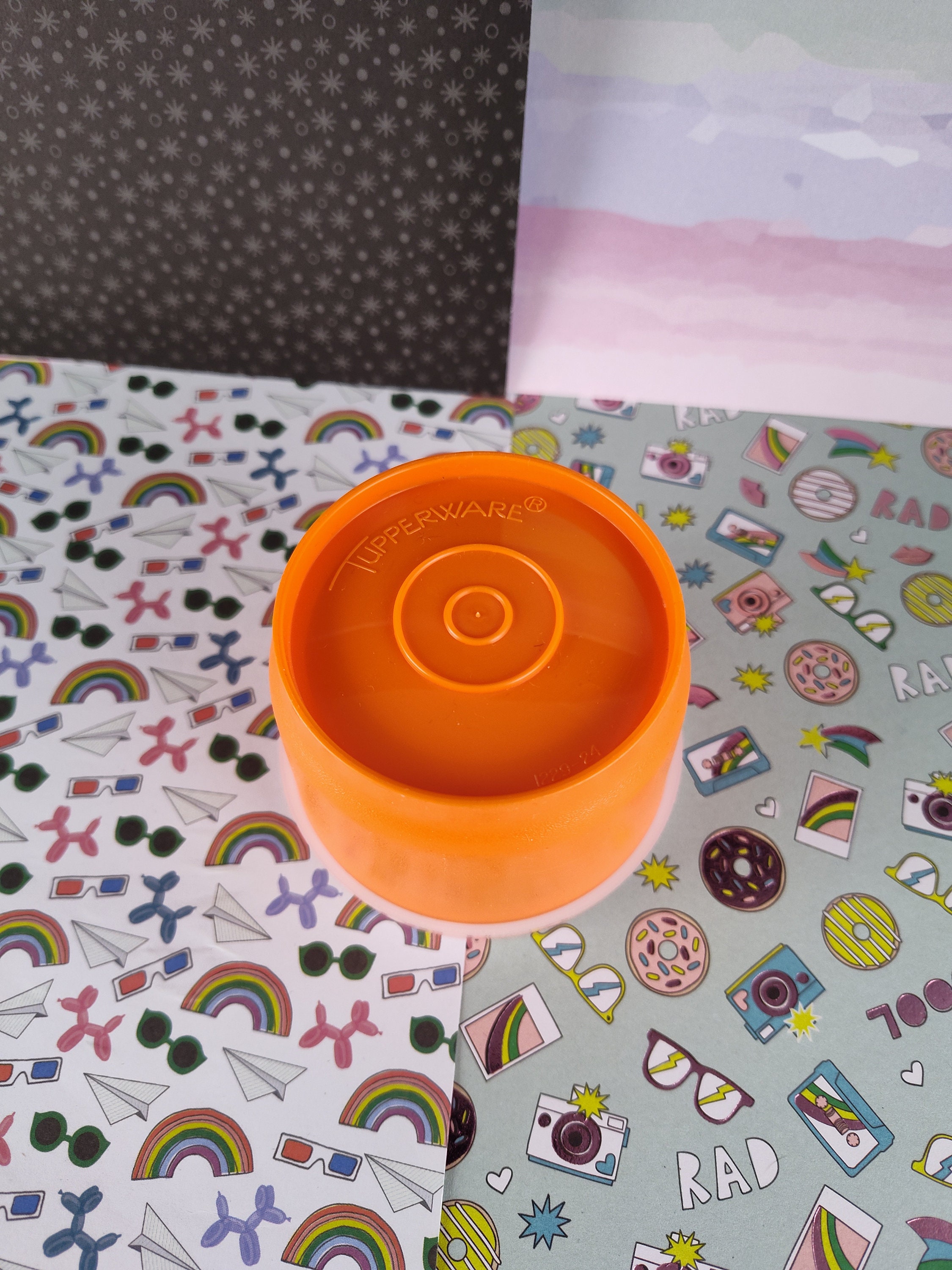 Vintage Tupperware Round Container Clear/orange 1229-24, Nice & Clean ...