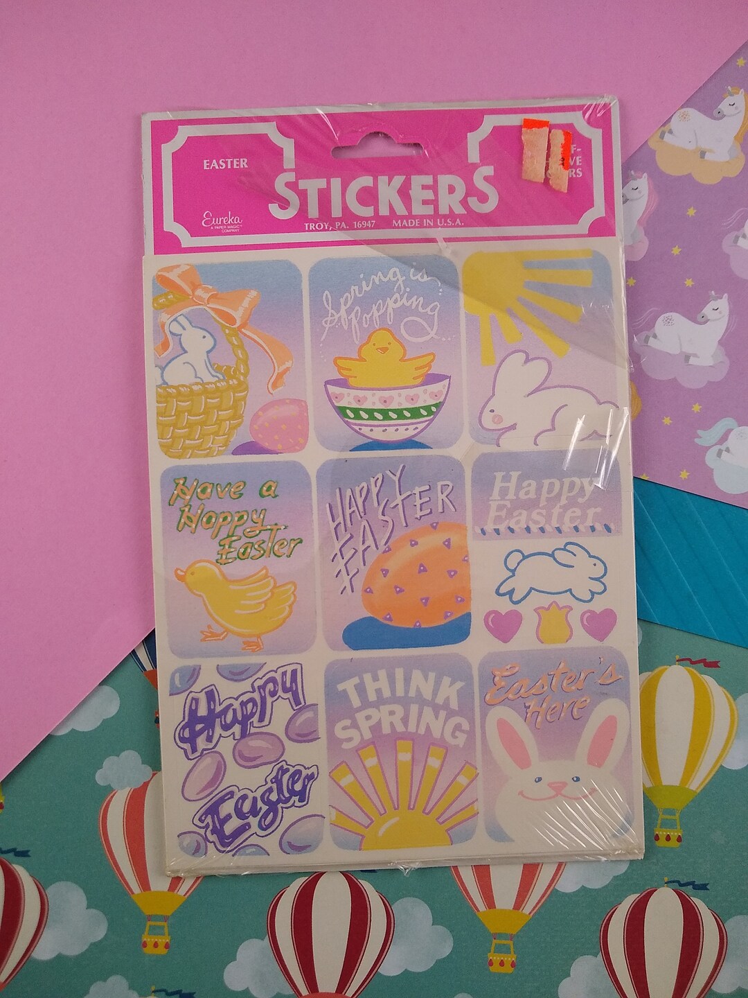 Vintage Eureka Stickers, Easter Bunnies Eggs Sunshine Spring, 5 Full ...