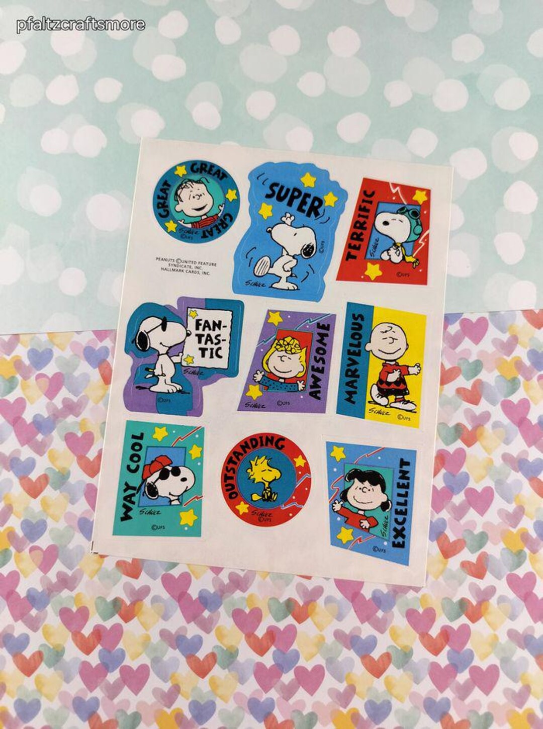 Vintage 1990's Hallmark Peanuts Snoopy Vibrant Rewards Full Sticker ...