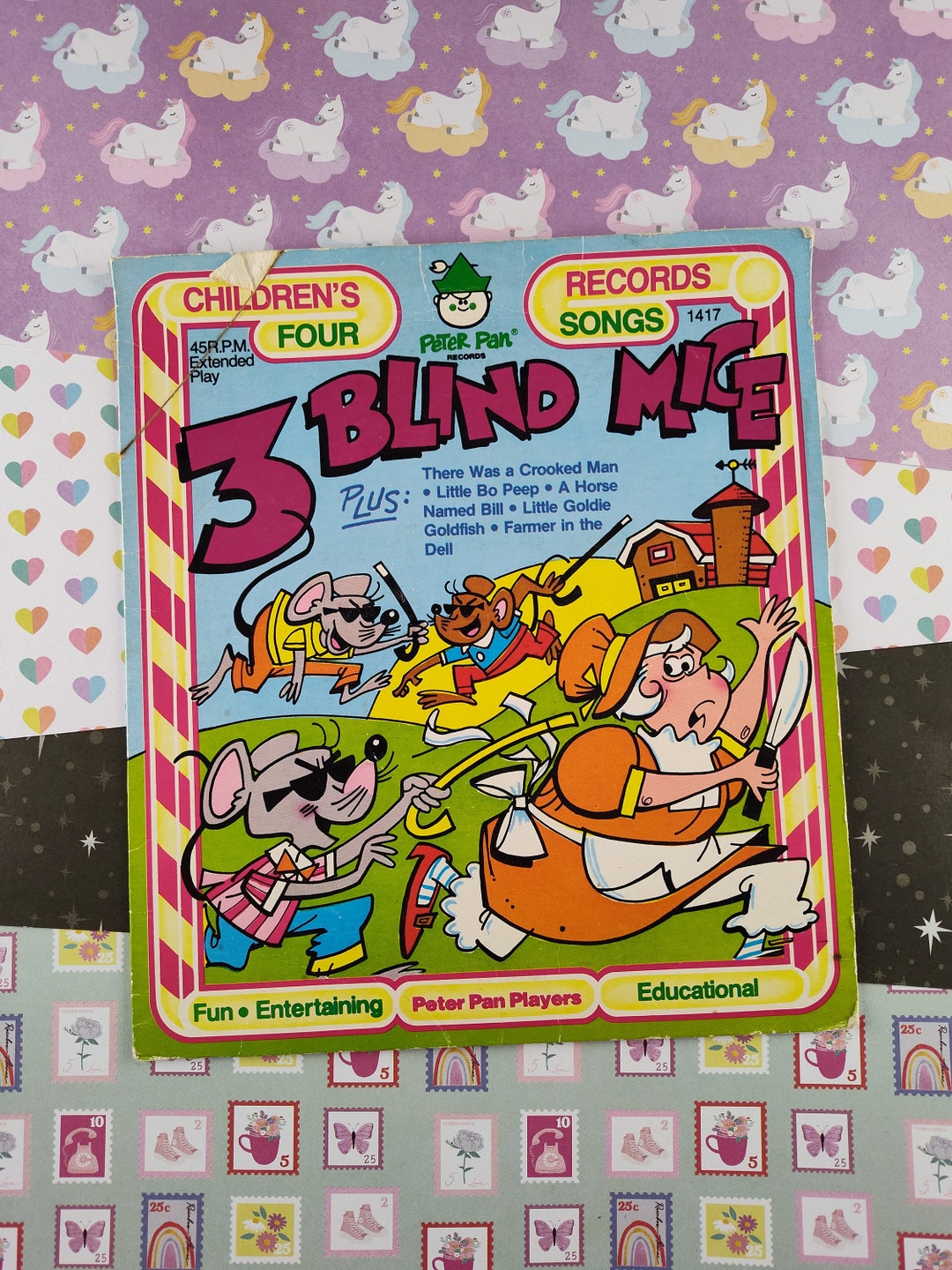 Vintage Peter Pan Records "3 Blind Mice" 45 RPM Extended Play Record ...