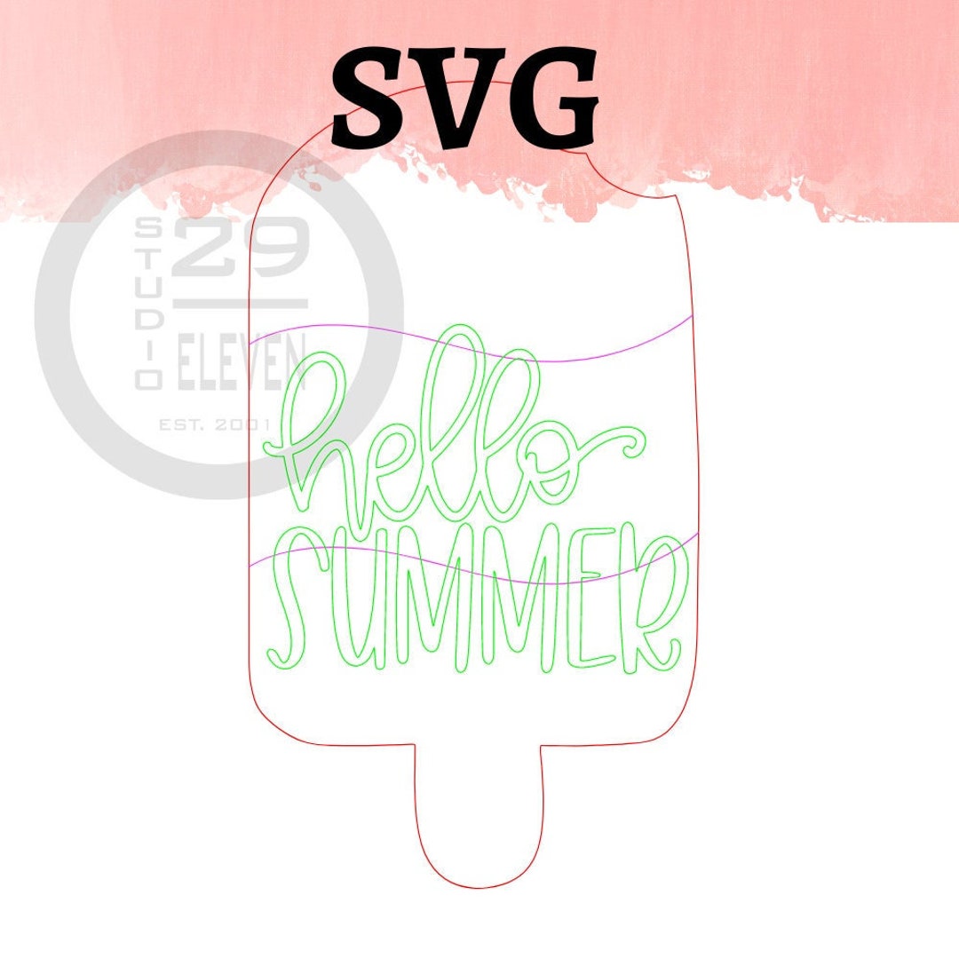 Hello Summer Popsicle Door Hanger SVG Template: Laser Cut File (digital ...