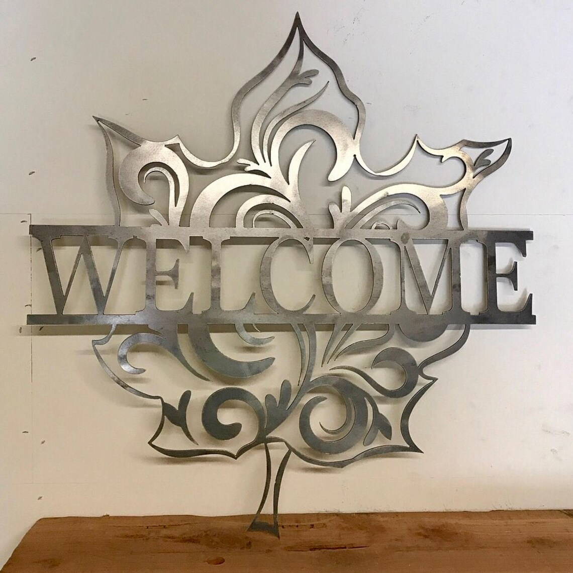 Metal Scroll Welcome Leaf | Etsy