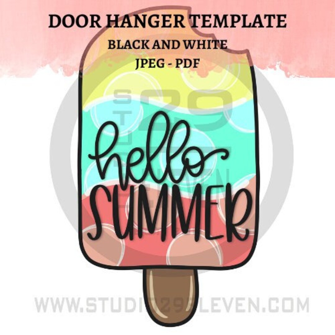 TEMPLATE: Hello Summer Popsicle Door Hanger Template, Summer Door ...