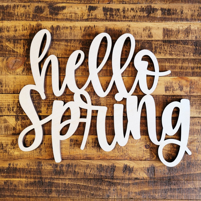 Wooden Hello Spring Unfinished Wood Words DIY Projects - Etsy