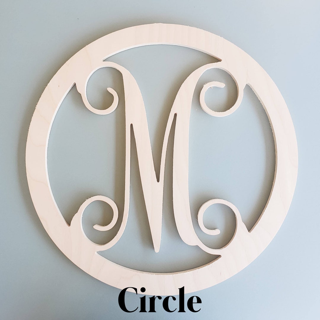 Unfinished Wooden Monogram Letter - Circle Frame, 20" Birch - Etsy