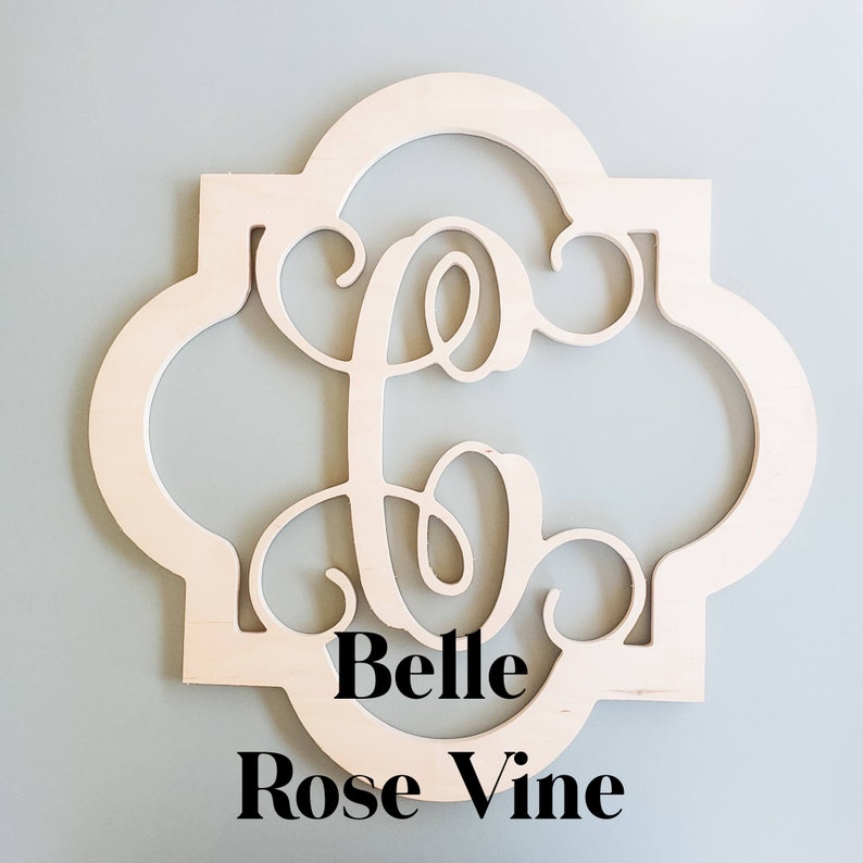 SALE Unfinished Wooden Monogram Letter Belle Rose Frame | Etsy