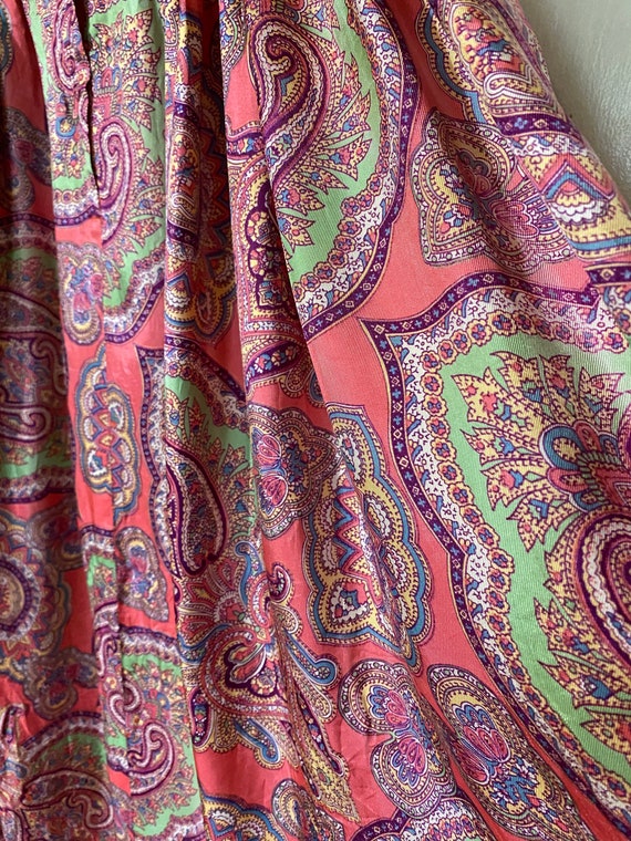 1960s Psychedelic Maxi Gown Empire Waist Paisley F… Gem