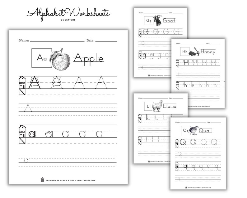 Downloadable Homestead Alphabet Writing Sheets - Etsy