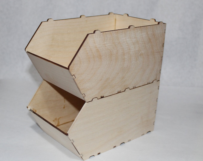Desktop Stackable Wood Storage Bin - Etsy