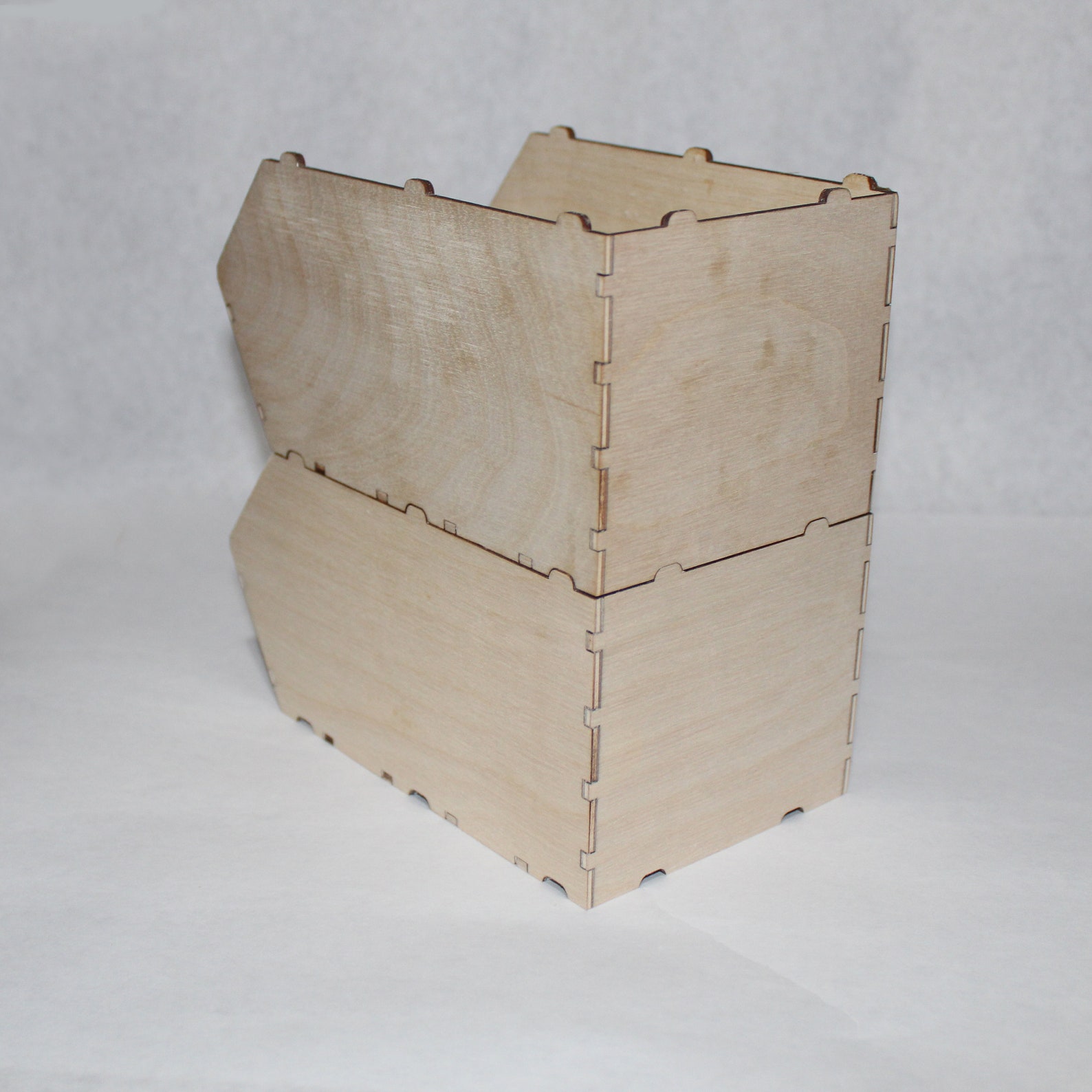 Desktop Stackable Wood Storage Bin - Etsy
