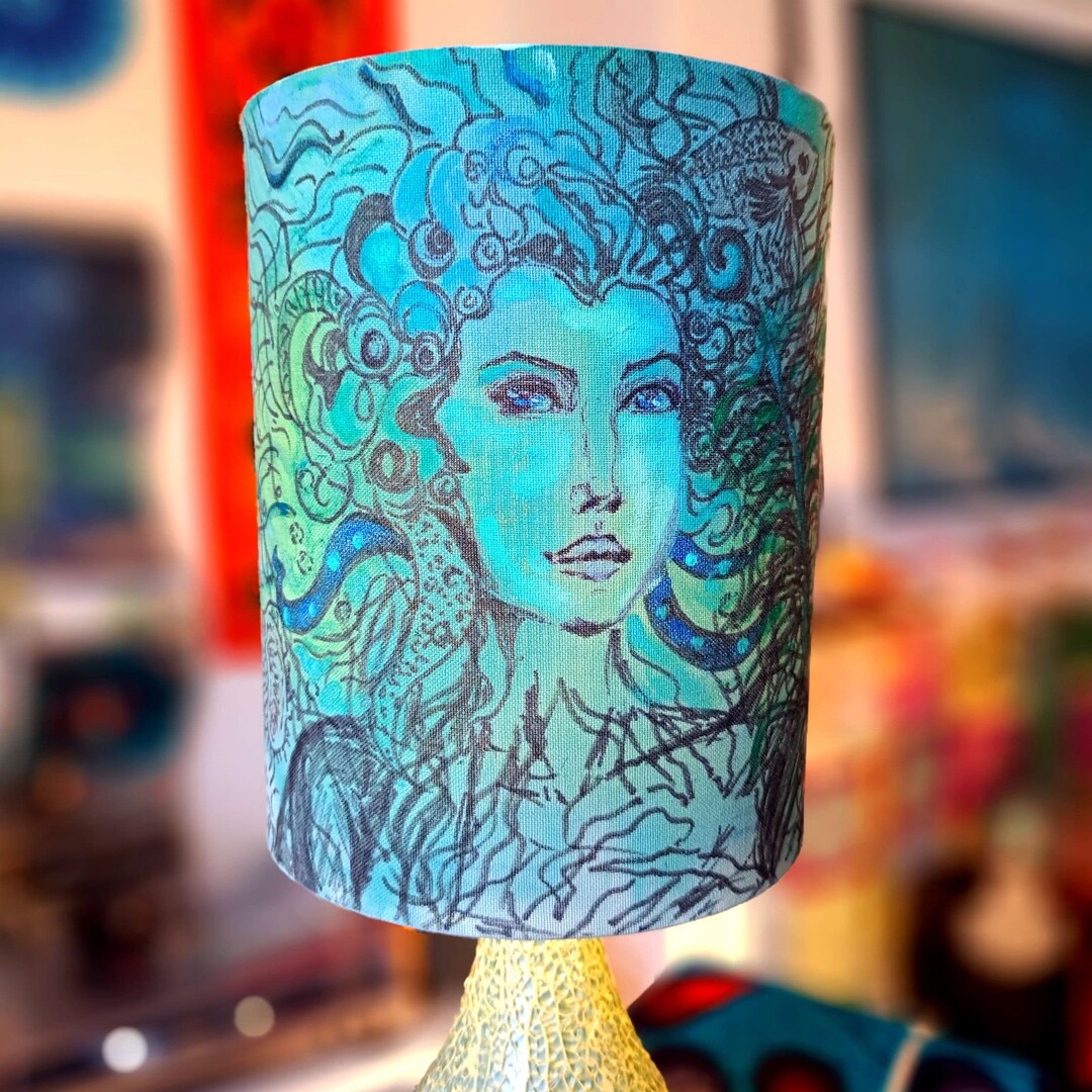 Coral Mermaid Sustainable Hand Painted Lampshade, Sustainable Lamp ...
